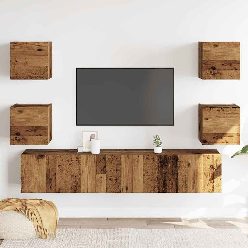Beaverton 160cm Wooden 6 Piece Entertainment Unit In Brown ...